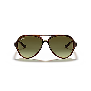 Ray-Ban RB4125 Cats 5000 Aviator Sunglasses, Light Havana/Green Gradient Brown, 59 mm + 0