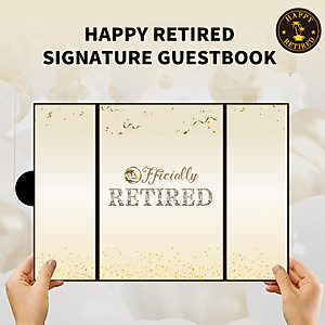 Viogtmca Black Gold Retirement Party Decorations Large Retirement Card Signing Happy Retirement Guest Book Creative Retirement Card for Men Women