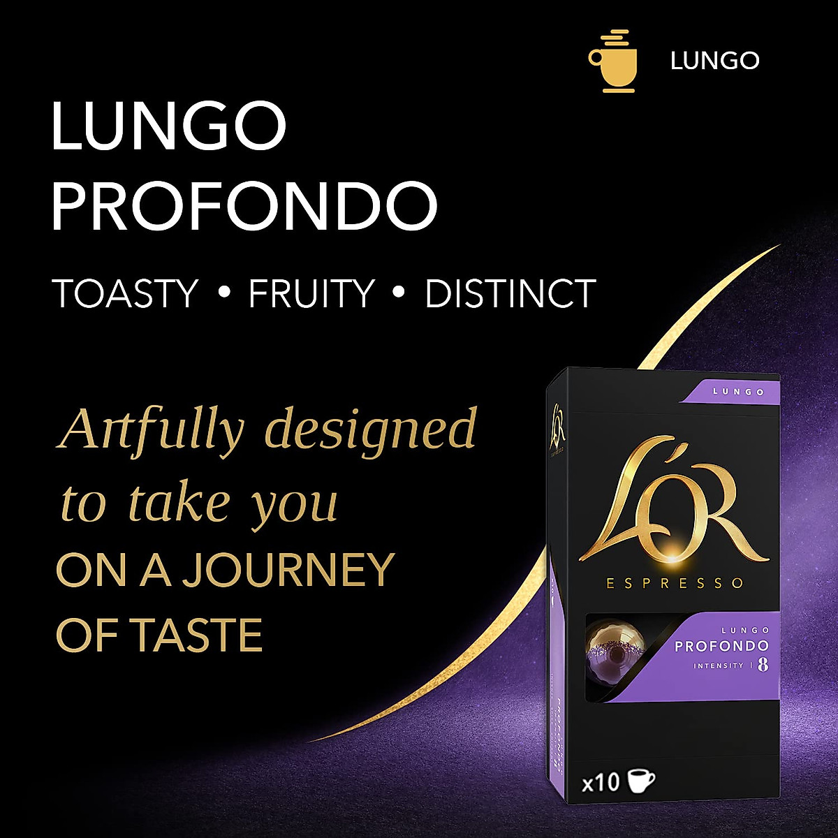 L'OR Espresso Capsules, 50 Count Profondo Lungo, Single-Serve Aluminum Coffee Capsules Compatible with the L'OR BARISTA System & *Nespresso Original Machines