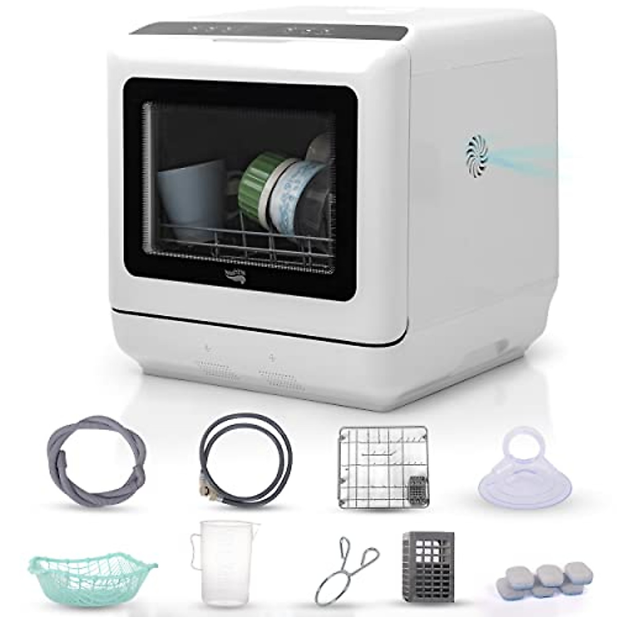 Washine Countertop Dishwasher Machine - Efficient Personal Dishwasher - RV Dishwasher with 5 Speedy Wash Cycles & Air Drying - Apartment Dishwasher with Dual Tank/Faucet Mode