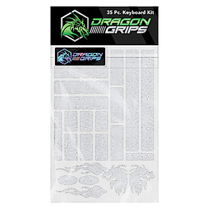 Dragon Grips Gaming Keyboard Grips, 35 Pcs Clear Keyboard Grip Stickers, Fits for All Mechanical Keyboards, Backlit Keycaps, and Self-Adhesive Rubberized Gaming Mouse Grip Tape for Razer & Logitech