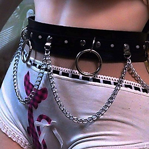 MJartoria Punk Waist Chain Belt Faux Leather Body Chains Body Jewelry Accessories Gothic Waist Jewelry for Women (Black)