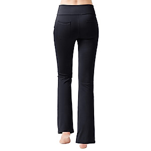 nuveti Women's High Waisted Boot Cut Yoga Pants 4 Pockets Workout Pants Tummy Control Women Bootleg Work Pants Dress Pants (Black, 3X-Large)