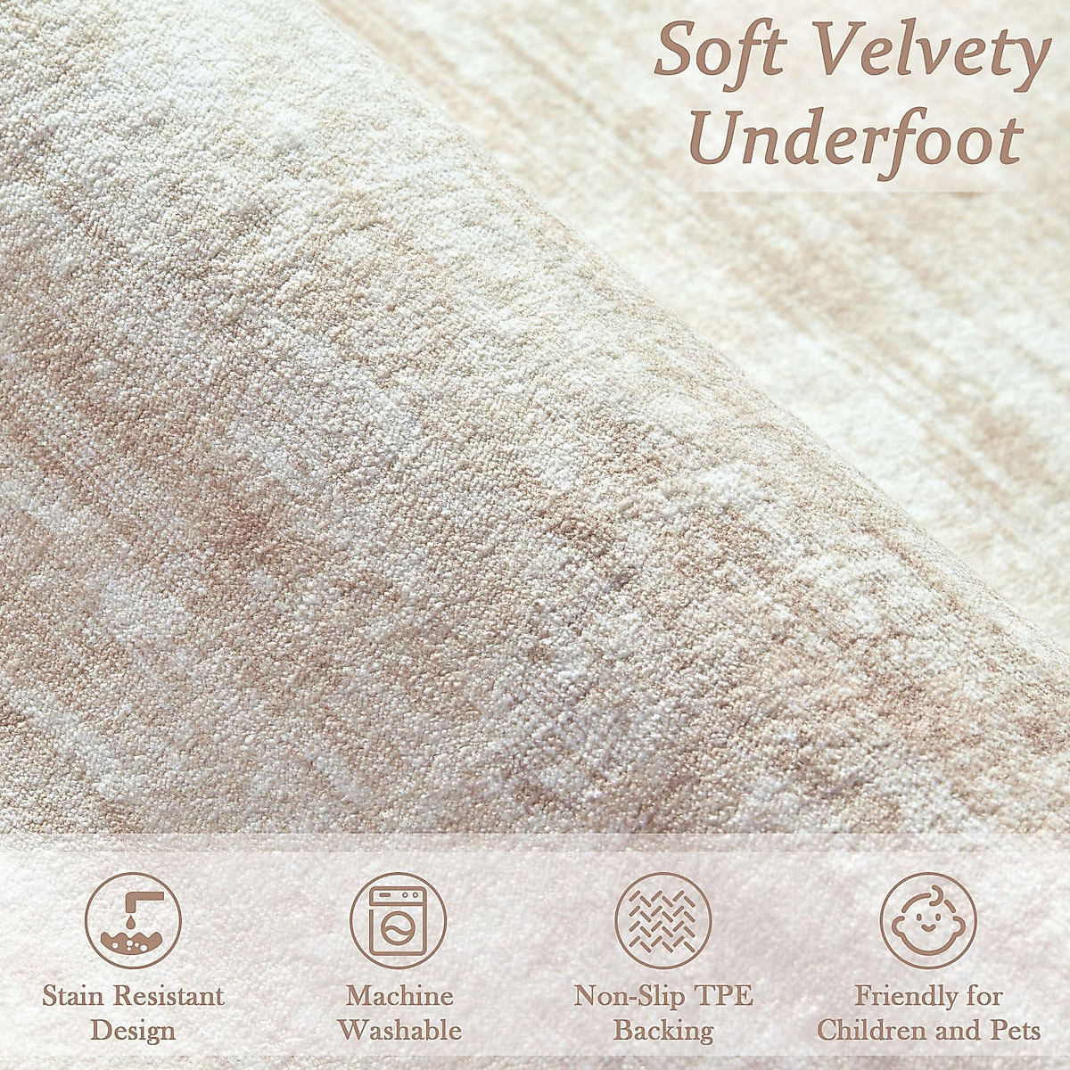 3x5 Area Rugs for Living Room:Washable Rug Modern Abstract Rug-Non Slip Rug Door Mat for Bedroom Kitchen Under Dining Table Nursery Bathroom Entryway Home Office Rugs - Brown