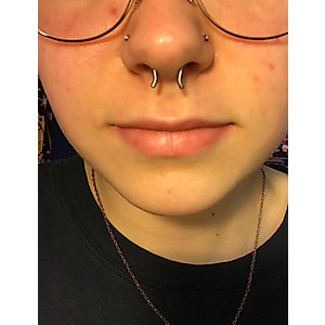 Ocptiy 16G G23 Titanium Septum Rings Piercing Jewelry for Women 16 Gauge Implant Grade Septum Ring U Shaped Hypoallergenic Medical Steel Metal Septum Nose Rings Hoop Piercing Jewelry Retainer Men 8mm