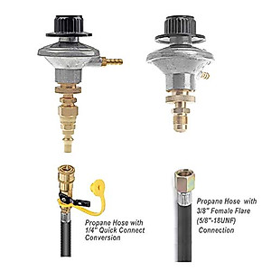 Timsec 1lb Propane Disposal Regulator Adapter Fitting with 1/4" Quick Connect Disconnect Plug, Connects 1lb Camping Grill Stove with 5-40lbs Tanks, for Portable BBQ Grill, Bubby Heater, RV Trailer