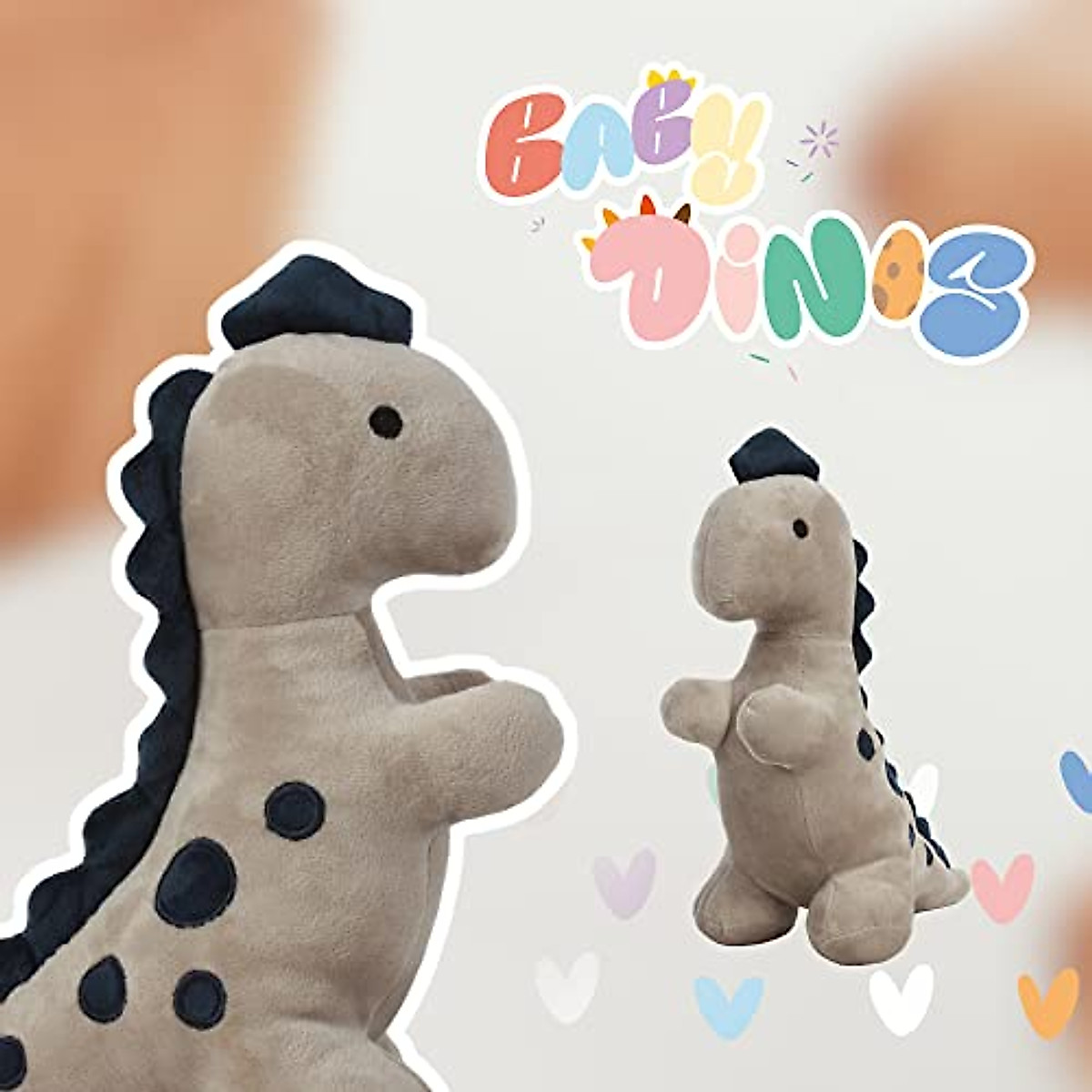 Linzy Plush 10.5'' Titan Baby Soft Plush Dinosaur, Gray Color, Huggable and Cuddly Bedtime Plush Toy, Stuffed Animals Dinosaur for Baby. 10.5'' Standing High.