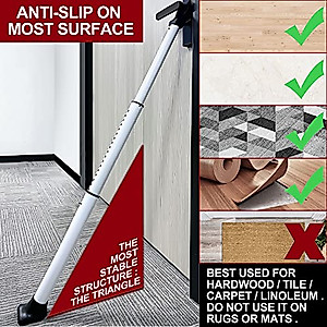 AceMining Upgraded Door Security Bar & Sliding Patio Door Security Bar, Heavy Duty Security Door Stoppers Adjustable Door Jammer Security Bar for Home, Apartment, Travel (1 Pack,White)