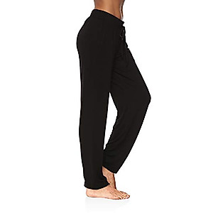 DIBAOLONG Womens Yoga Pants Wide Leg Comfy Drawstring Loose Straight Lounge Running Workout Legging A1-Black XL