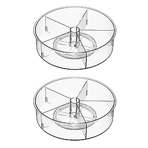 SANNO Round Lazy Susan Rotating Turntable Storage Container Rotating Organizer Spinning Organizer Bins for Kitchen Cabinet, Pantry, Refrigerator, Countertop,Set of 2
