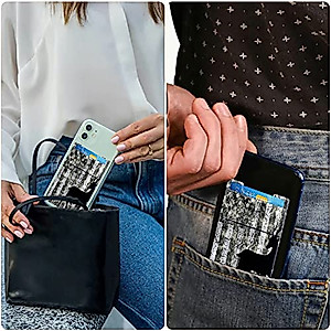Cell Phone Adhesive Stick On Wallet Sleeve Double Pocket Lycra Credit ID Card Holder Pouch Little Wallet Retro Flag Deer Design for iPhone ipad Samsung Galaxy Android Smartphones