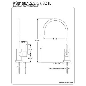 KINGSTON BRASS KS8198CTL Continental Water Filtration Faucet, Brushed Nickel