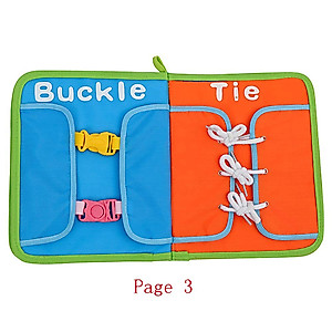 Kghios Montessori Toys Materials for Toddlers BusyBoard,Busy Board Learn to Dress Board Early Learning Basic Life Skills - Zip, Snap, Button, Buckle, Lace & Tie Educational Tools Preschool Learning