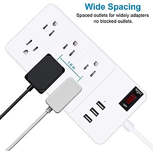 Power Strip with USB, 6 Outlets 3 USB Charging Ports, Desktop Charging Station with 5.5 ft 16AWG Extension Cord, 15A Protector for Office, Home, Hotel - White 1