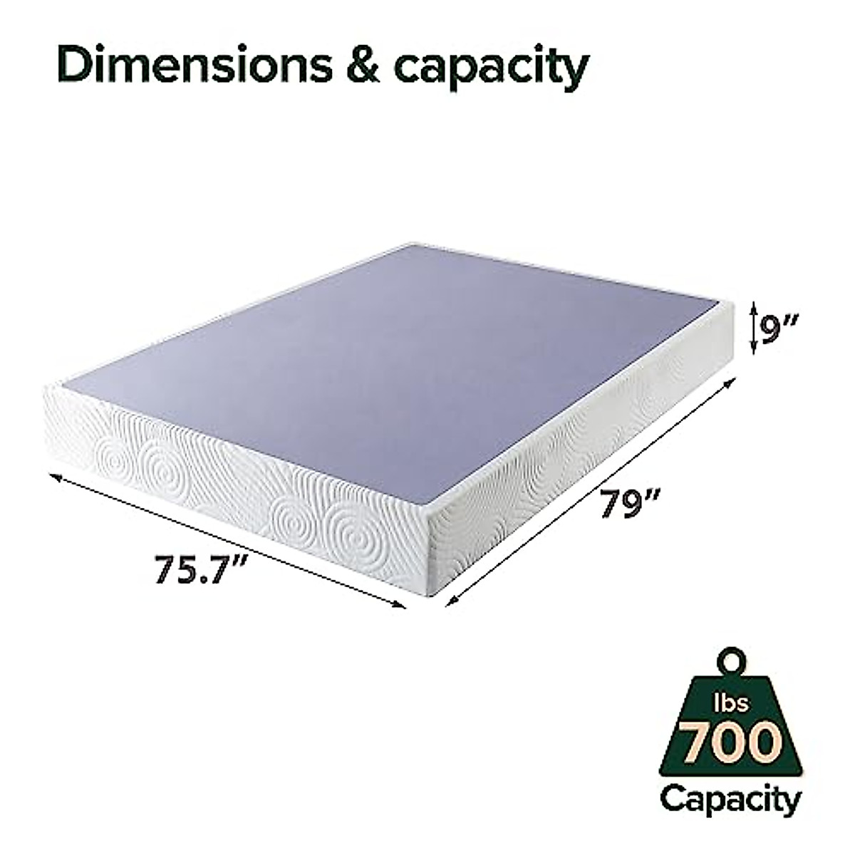 ZINUS Metal Box Spring with Wood Slats, 9 Inch Mattress Foundation, Sturdy Steel Structure, Easy Assembly, King