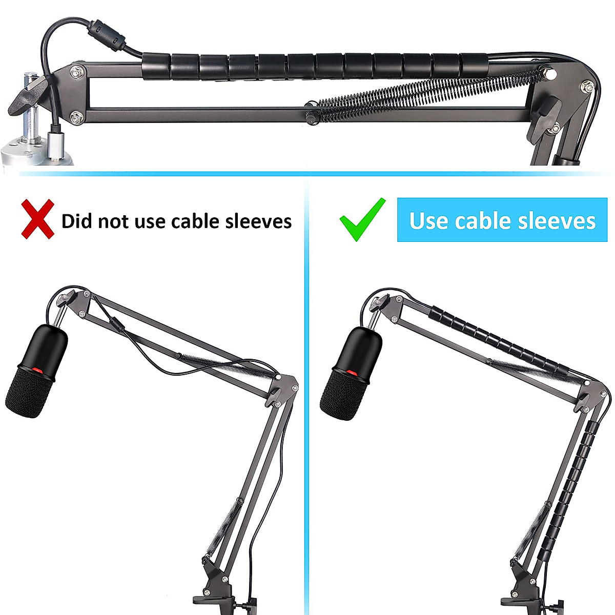 HyperX SoloCast Mic Boom Arm Stand - Professional Adjustable Scissor Microphone Boom Arm with Cable Sleeve Compatible with HyperX SoloCast Microphone by YOUSHARES