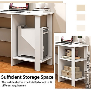 Tangkula White L Shaped Desk with Storage Shelves, Wooden Corner Computer Desk, Space-Saving Home Office Workstation, Gaming Desk, Writing Study Desk, L Shaped Office Desk