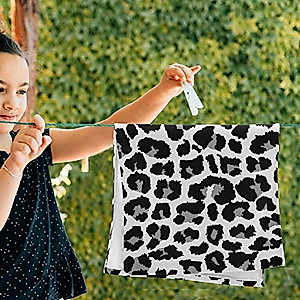 Qilmy Black and White Leopard Hand Towels Ultra Soft Absorbent Fingertip Bath Towels Breathable & Comfort Hand Towels for Bathroom Hotel, Gym and Spa 28 X 14 Inch (2PCS)