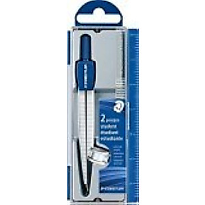 Staedtler Metal Compass, 4-7/8” with safety point and universal adapter, includes storage case with measurements