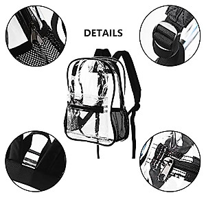 Aertiavty Clear Backpack Heavy Duty See Through Backpack PVC Transparent Backpack for School, Work, Festival, Security, Sports Events (Black)