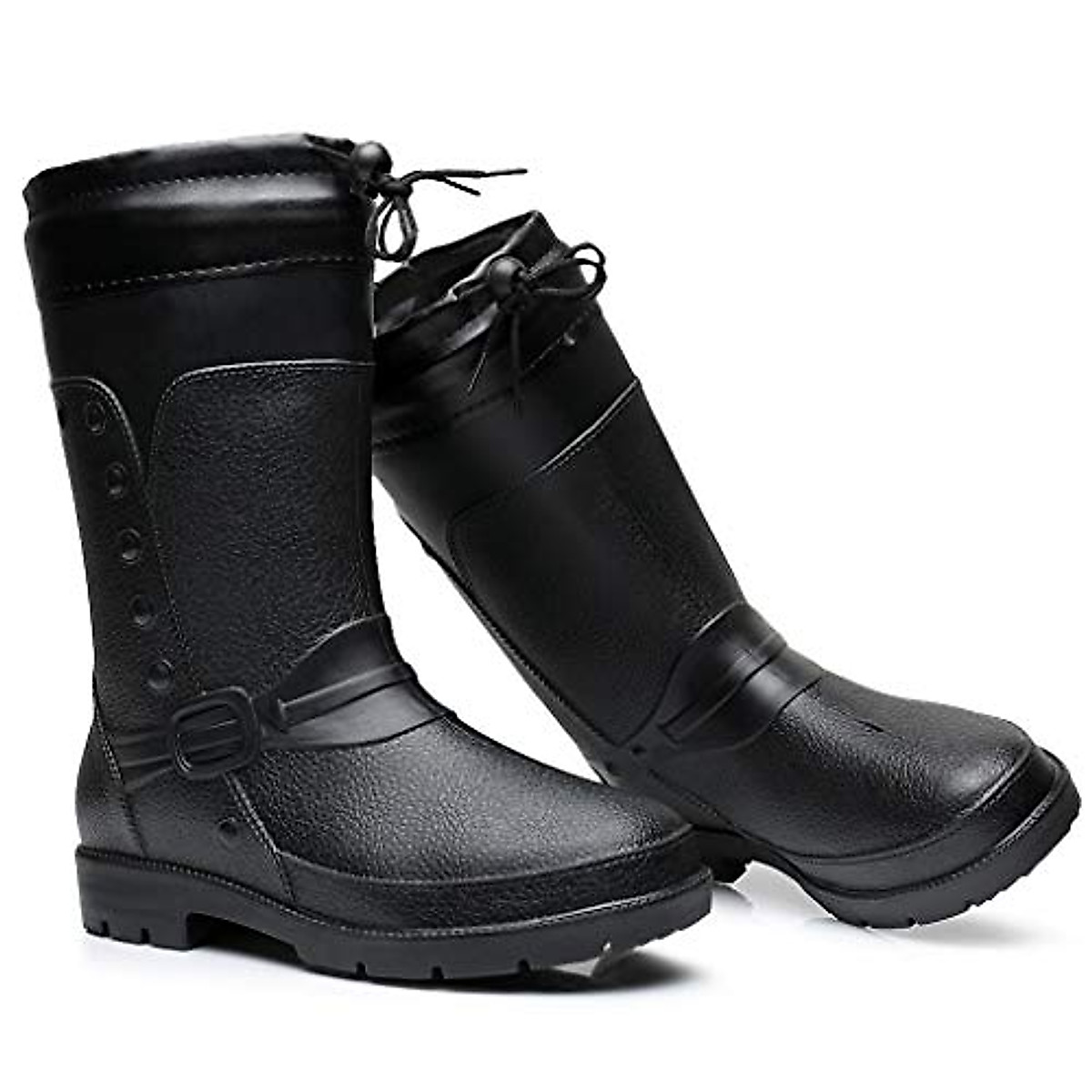 justHIGH Women's Mid Calf Rain Boots Collar Boots Ultra Lightweight Garden Shoes Slip On Non-Slip Rubber Waterproof Boots