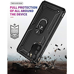 SKTGSLAMY for Galaxy A02S Case,Samsung A02S Case with Screen Protector,[Military Grade] 16ft. Drop Tested Cover with Magnetic Kickstand Car Mount Protective Case for Samsung Galaxy A02S, Black