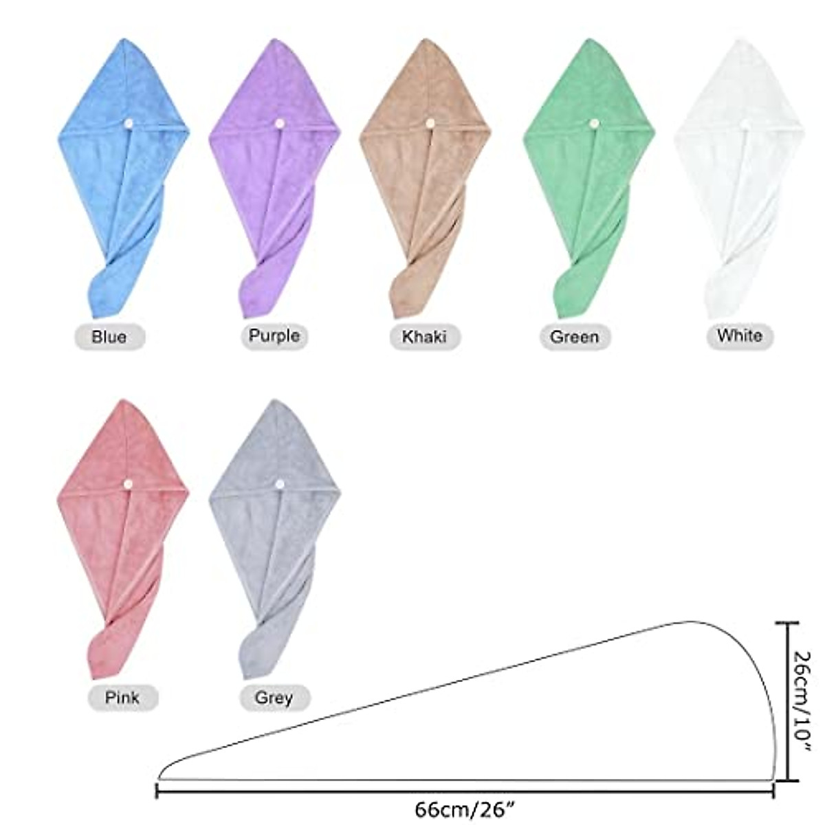 Flytianmy 2 Pcs Microfiber Hair Towel, 10 X 26 Inch Hair Turbans for Wet Hair, Drying Hair Wrap Towels for Women (Grey, Khaki)