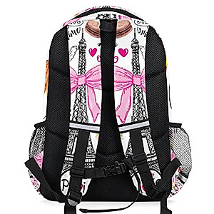 OMFUNS Paris Eiffel Tower School Backpack for Girl Boy Teen Romantic France Student Bookbag for Elementary Primary Junior School Bags College Travel Daypack Laptop Backpack for Men Women