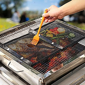 1 Pack BBQ Mesh Grill Bags for Outdoor Grill, Non-Stick Barbecue Bags Reusable for Charcoal Gas Electric Grills Smokers BBQ Veggie Grill Bags for Cooking Vegetables Grilling Bag Pouches Heat-Resistant