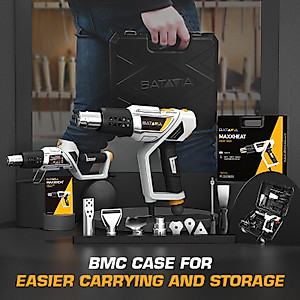 BATAVIA Heat Gun, 2 in 1 Fast Heating Hot Air Gun 1500W 122℉~1112℉(50°C~600°C) Overheat Protection for Crafts, Shrink Tubing, Epoxy Resin, Vinyl Wrap, Soldering, Candle Making PLD2382S