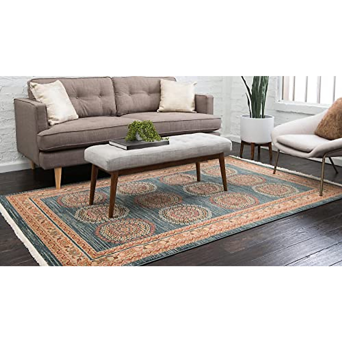 Rugs.com Kashkuli Gabbeh Collection Rug – 7' x 10' Blue Medium Rug Perfect for Bedrooms, Dining Rooms, Living Rooms