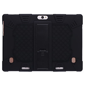 HminSen Case for YELLYOUTH 10.1 inch Android Tablet, Silicone Adjustable Stand Cover Compatible with Hoozo 10,Wecool 10.1 Inch Android Tablet, ZONKO 10.1 Inch Tablet (Black)
