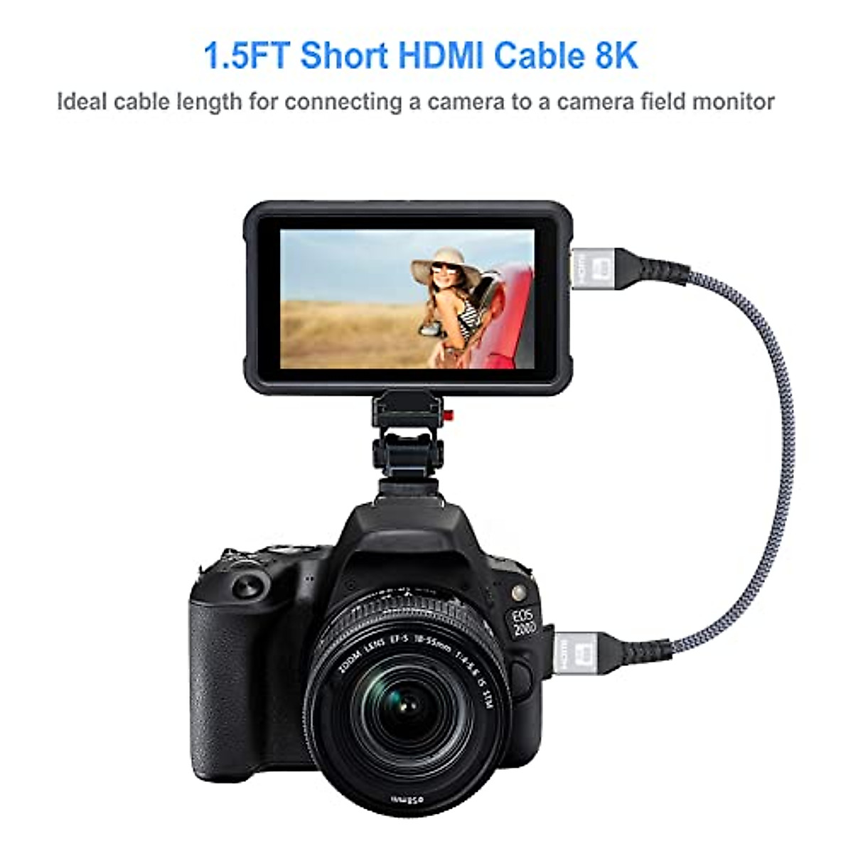 Short HDMI Cable 1.5FT 2-Pack, 8K HDMI 2.1 Cable HDMI to HDMI Cord 48Gbps Ultra High Speed (8K@60Hz, 4K@120Hz, 2K, 1080P, HDR, 3D, eARC) for Laptop, Monitor, Switch, PS5/PS4, Xbox