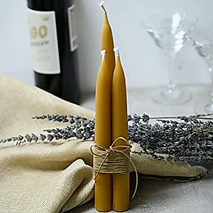 Natural Beeswax Taper Candles, DEYBBY Smokeless and Dripless Beeswax Candles, 8Hrs Burn Time, Nontoxic, 8 inch, 2 Pack