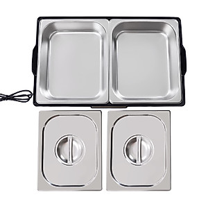 9L Electric Chafing Dish Buffet Stainless Steel Warmers Trays Server Chafer Digital Display for Catering(Black)