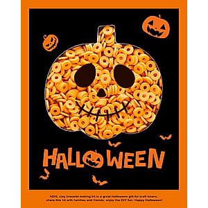7200pcs Halloween Clay Beads Bracelet Making Kit, 10 Orange Purple Black Halloween Beads for Jewelry Making, Friendship Bracelet Kit Halloween Decorations Party Favors Crafts Gift for Women Adults