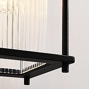 GAAZIE Outdoor Wall Lantern,Exterior Waterproof Light Fixtures,Black Porch Light with Striped Glass,13''H Outdoor Light Fixtures for Garage Front Porch and Patio 1 Pack Bulb Not Included