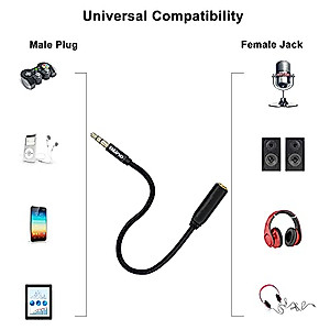 tisino 1/4 to 3.5mm Adapter, 1/4" Female to 1/8" Male Stereo Audio Adapter for Headphone, Amplifiers, Guitar, Amp etc. - 1ft/30cm