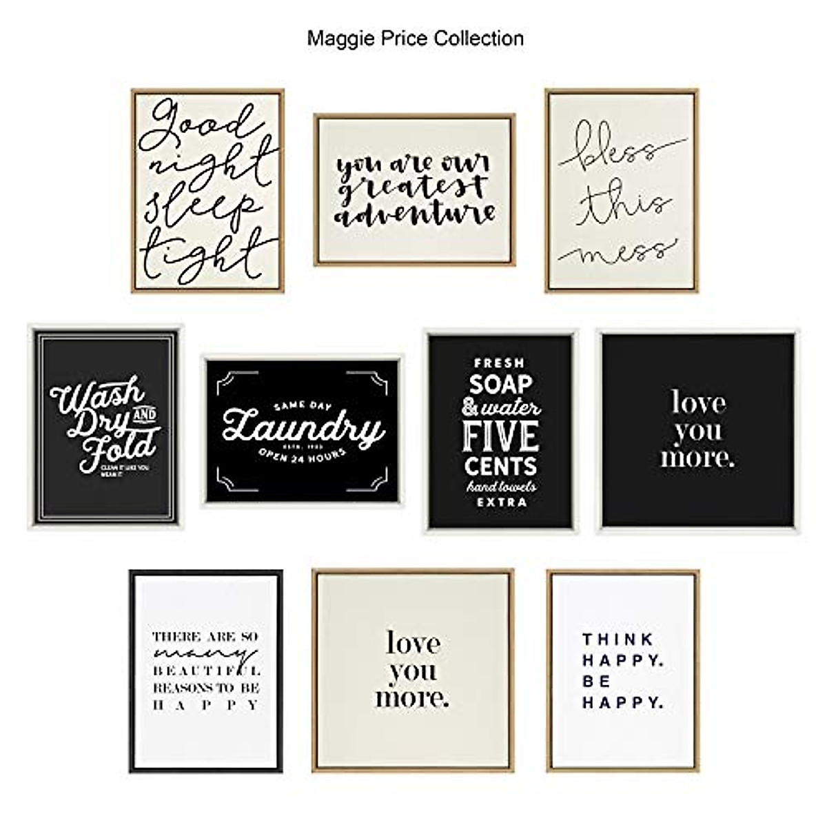 Kate and Laurel Sylvie Wash Dry and Fold Framed Canvas Wall Art by Maggie Price of Hunt and Gather Goods, 18x24 White, Retro Laundry Sign for Wall