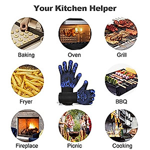 GOTZHA BBQ Gloves for Smoker, 1472℉ Extreme Heat Resistant Gloves, 14 Inch Silicone Non-Slip Grill Gloves with Extra Long Cuff , Safe Oven Gloves for Barbecue, Fryer, Baking, Outdoor Camping