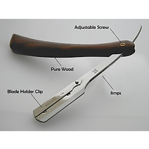 Pure Wood Shaving Razor/Cut Throat Razors/Men Razor (coolcut) + Free Blades & Pouch (wood-r5)
