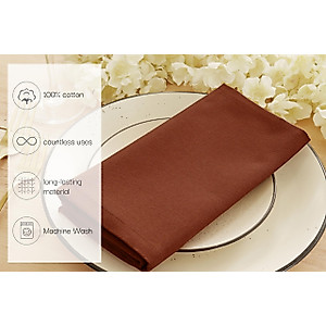 PurpleEssences Set of 12 Cloth Dinner Napkins 100% Cotton 18x18 - Soft Durable Washable - Ideal for Farmhouse Party Spring and Summer - Perfect Everyday Use Table Linen - Rust