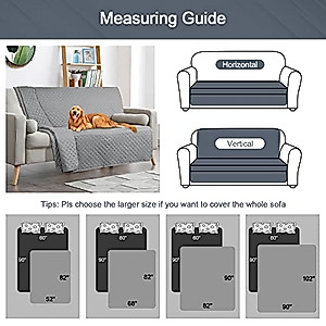 TAOCOCO Waterproof Couch Blanket Dog Bed Cover Couch Cover Pet Blanket for Couch Sofa Chaise Bed, Reversible Sectional Sofa Slipcovers Furniture Protector for Pets Kids (Light Gray, 52x82 Inches)