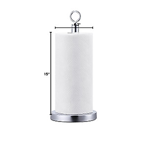 SunnyPoint Heavy Weighted Sturdy Paper Towel Holder Stand Dispenser with Stainless Base Fits Standard and Jumbo Sized Paper Towel, Chrome