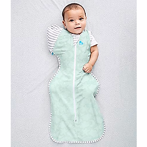 Love to Dream Transition Bag Organic 1.0 TOG, Celestial Dot Mint, Medium, 13-19 lbs., Patented Zip-Off Wings, Gently Help Baby Safely Transition from Being swaddled to arms Free Before Rolling Over