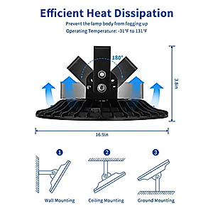 wowspeed LED High Bay Light,500W 50000LM UFO LED High Bay Light,6500K Daylight LED Shop Light, IP65 Waterproof LED Commercial Warehouse Area Light,LED Garage Light for Garage Gym Factory Warehouse