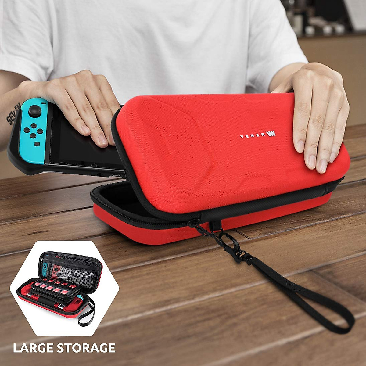 Mumba Carrying Case for Nintendo Switch OLED & Nintendo Switch, [Plus Version] Portable Protective Travel Carry Handbag Pouch for Blade/Battle Case [Large Capacity] (Red)