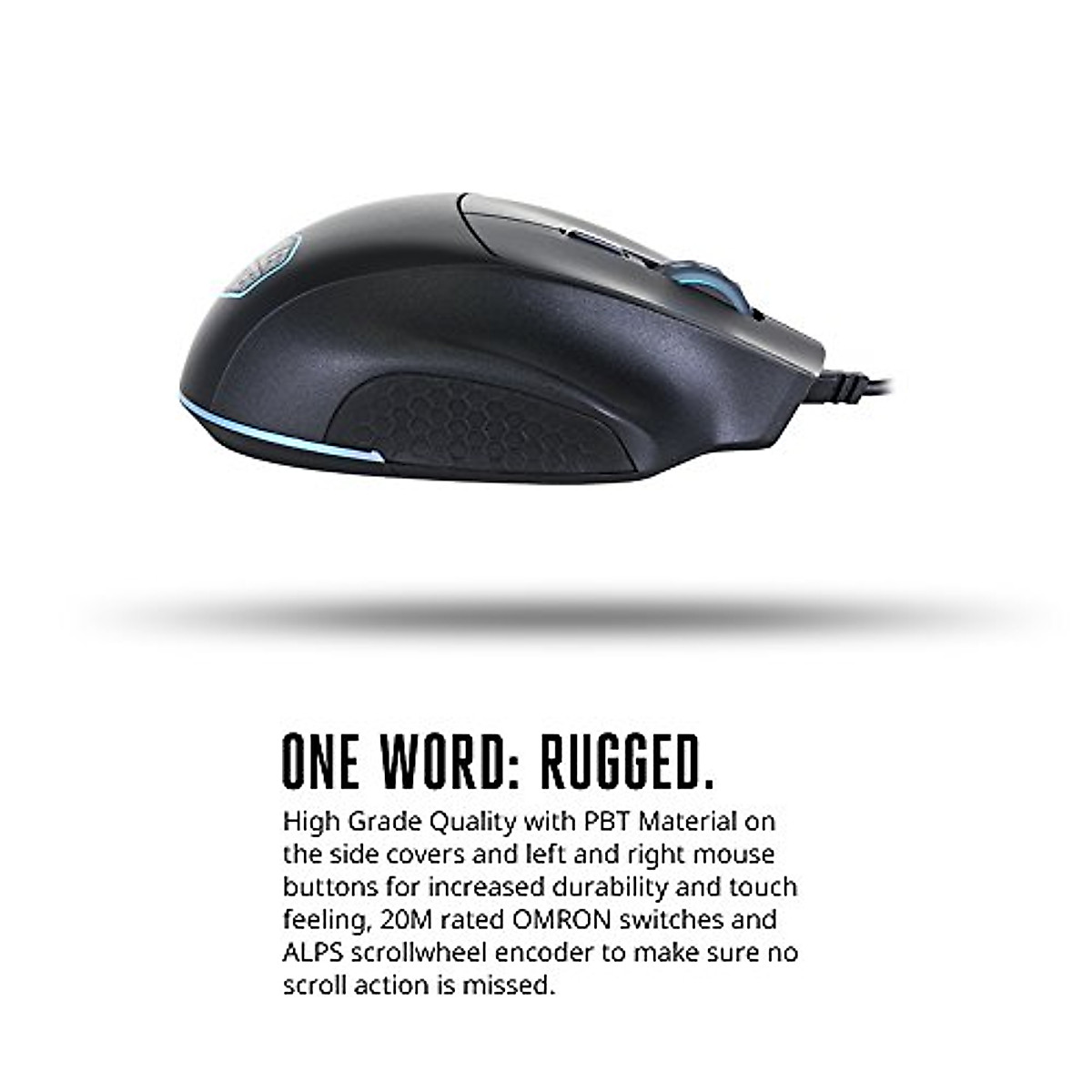 Cooler Master SGM-2007-KLON1 MasterMouse MM520 Claw Grip Gaming Mouse, 7 Buttons, RGB LED 3 Zone Light, On-The-Fly DPI 12000, Lag-Free