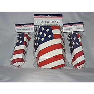 American Flag Paper Food Trays and Hot Dog Holders Bundle