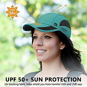 GADIEMKENSD Cooling Running Hat Quick Dry Summer Baseball Cap UPF50+ Sports Sun Caps Breathable Mesh Trucker Dad Hats Unstructured for Golf Tennis Hiking Gym Travel Camping Turquoise M